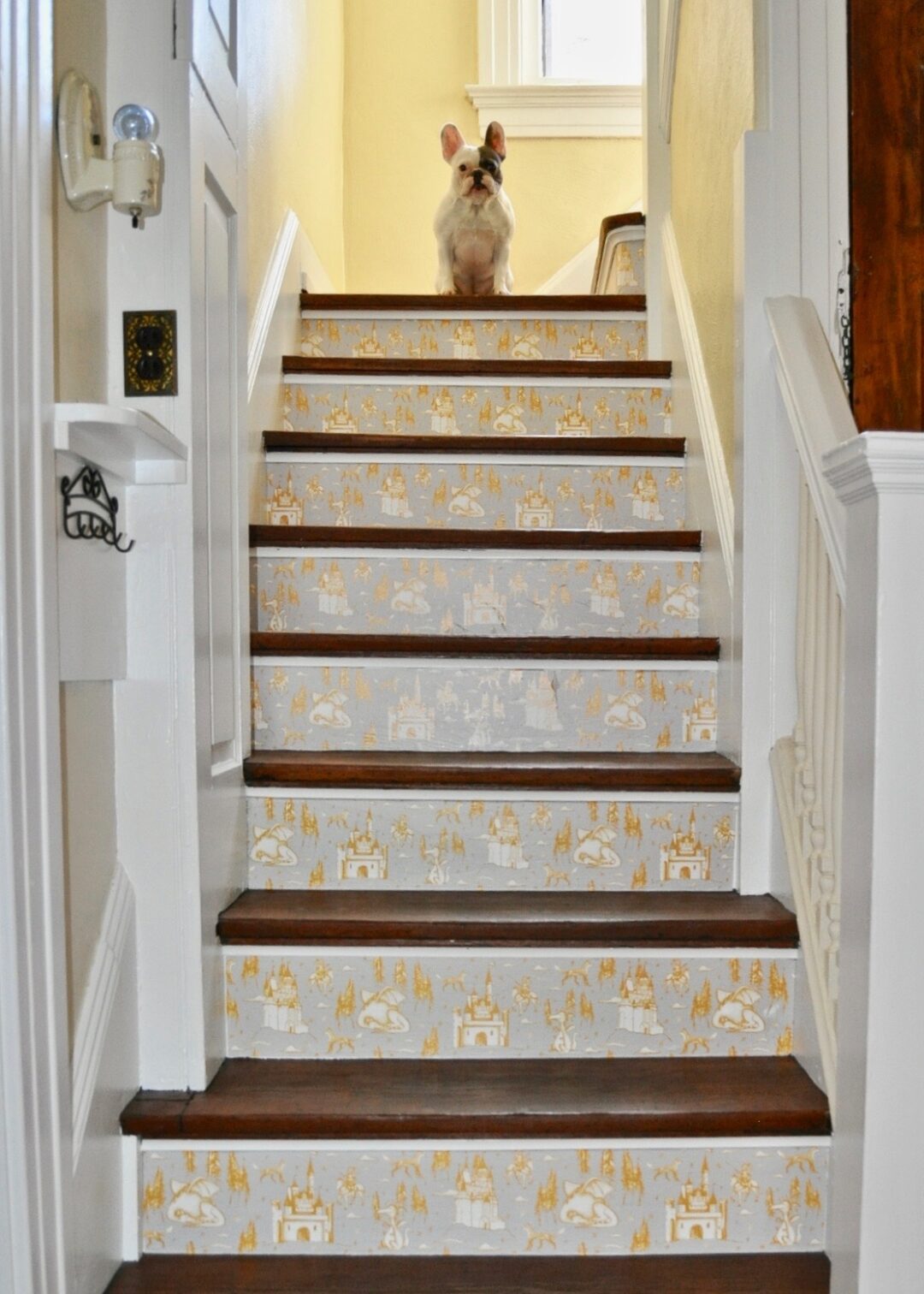 How to Wallpaper Your Stairs for Under $100 | Easy DIY - Building Bluebird