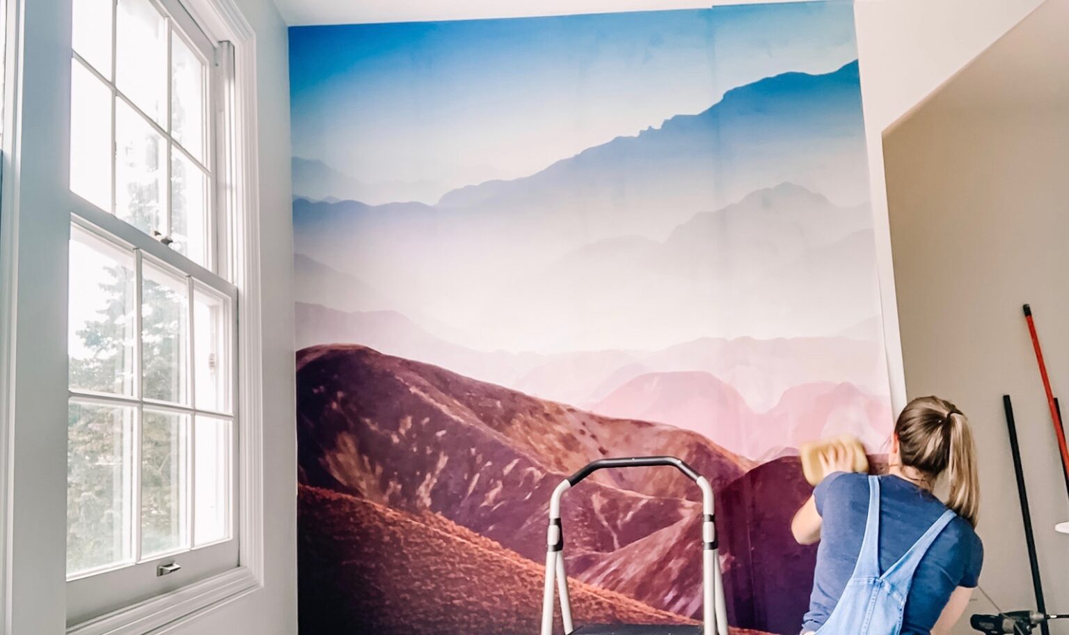 How to Easily Install a Wall Mural with Paste - Building Bluebird