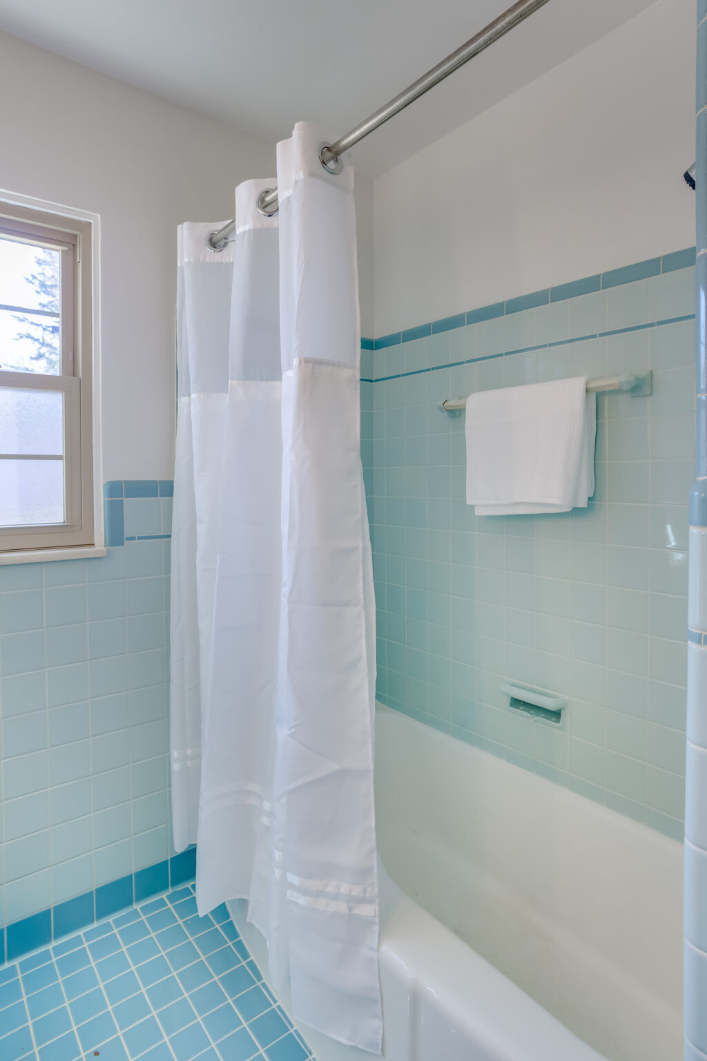 Beautiful Blue Tile Bathroom Refresh | Before and After - Building Bluebird