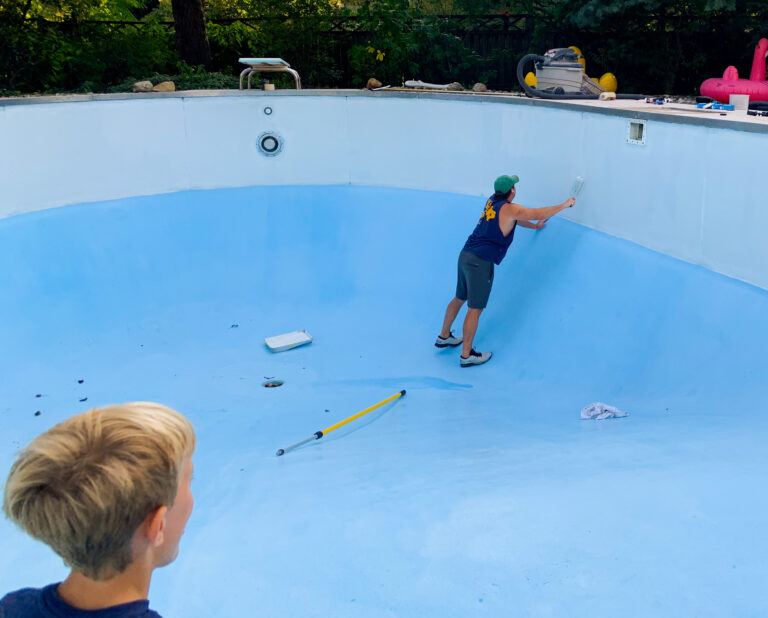 How to Paint a Swimming Pool with Epoxy Paint | DIY - Building Bluebird