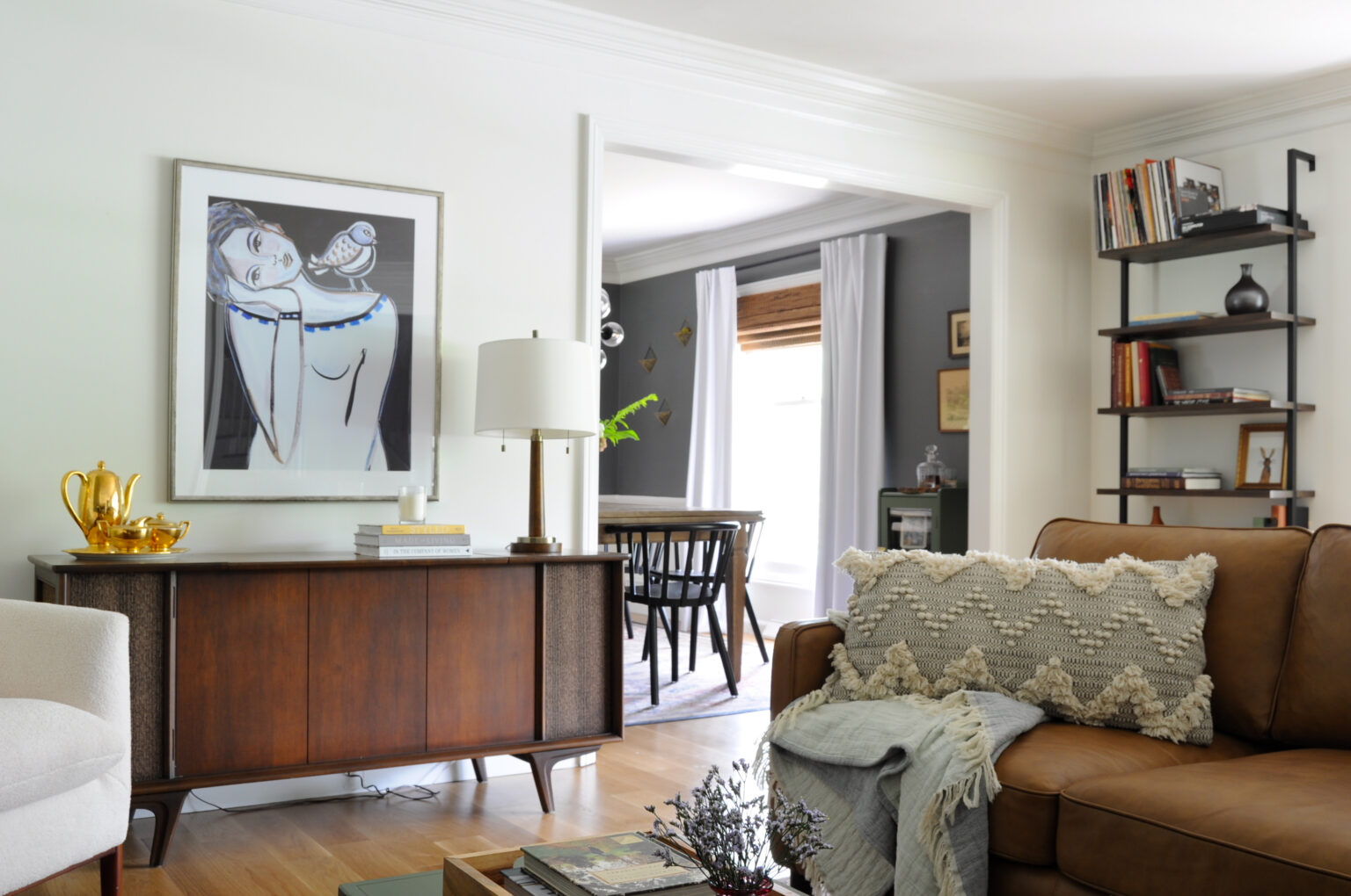 Eclectic MCM Living Room Makeover Reveal - Building Bluebird