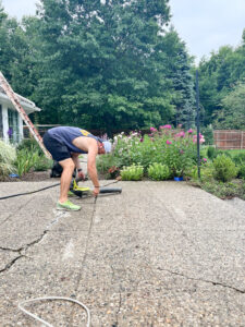 Ugly Concrete Makeover | How to Paint a Patio - Building Bluebird