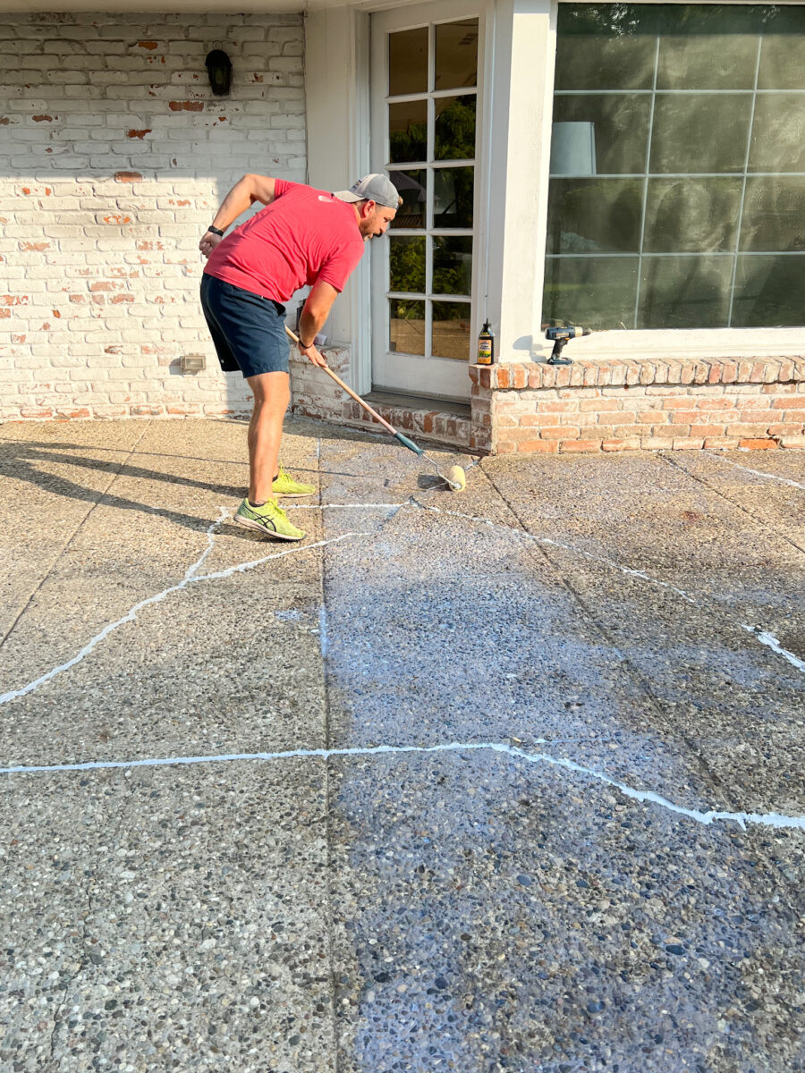 Ugly Concrete Makeover | How to Paint a Patio - Building Bluebird