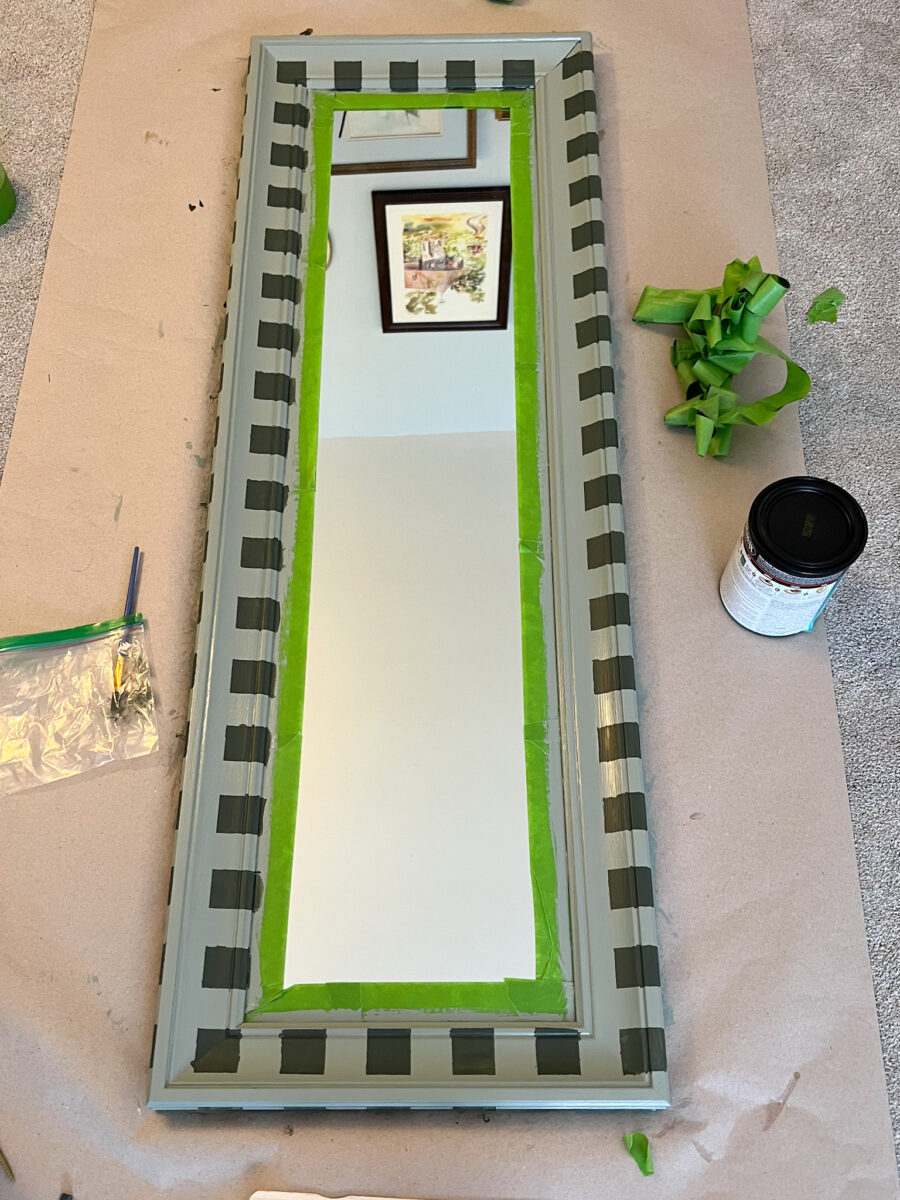 Easy DIY Checkered Mirror Using Leftover Paint Samples - Building Bluebird