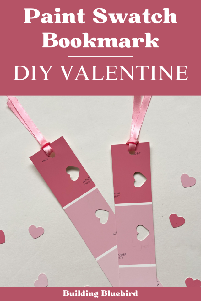 Easy DIY Paint Chip Bookmark for Valentines Day - Building Bluebird