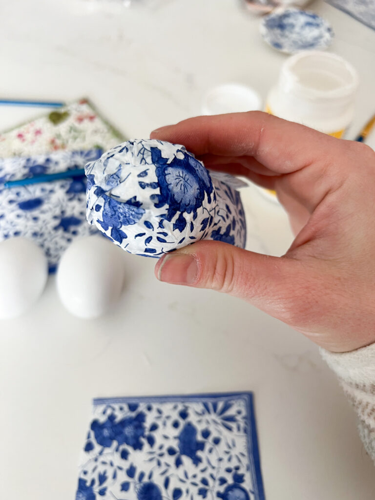 Decoupage Easter Eggs Using Napkins and Mod Podge - Building Bluebird