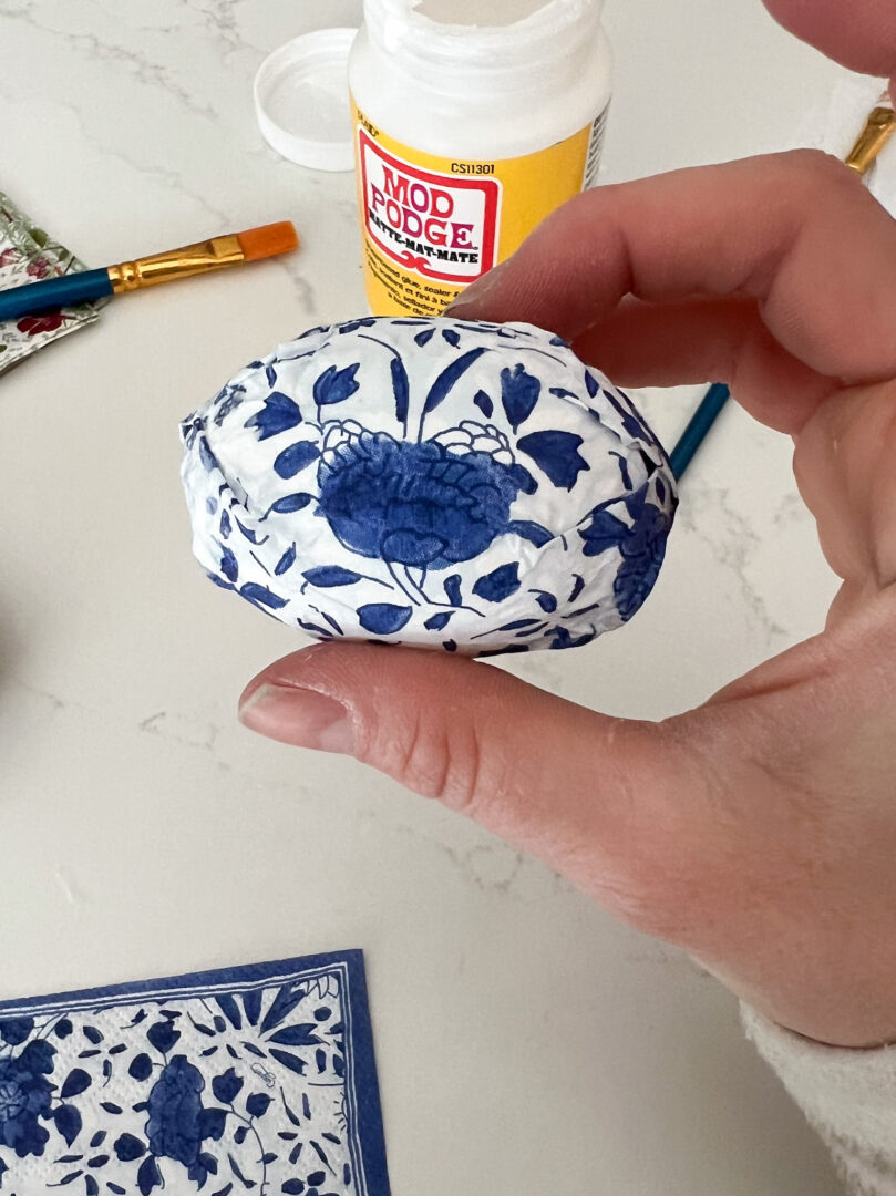 Decoupage Easter Eggs Using Napkins and Mod Podge - Building Bluebird