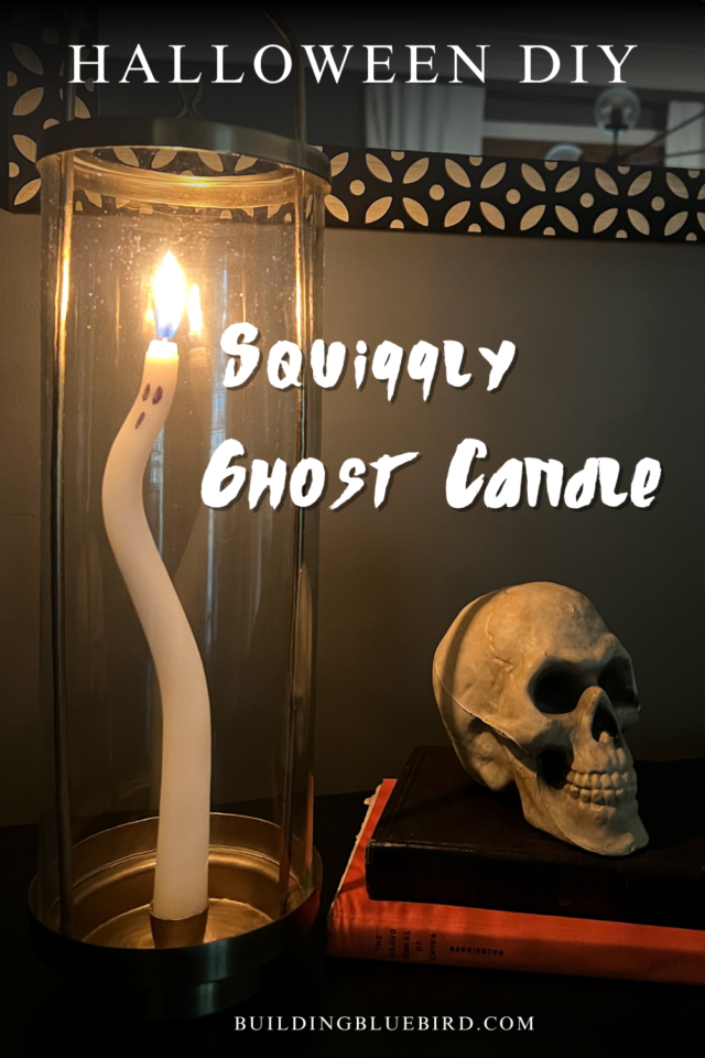 Squiggly DIY Ghost Candle | Easy Halloween Decor - Building Bluebird